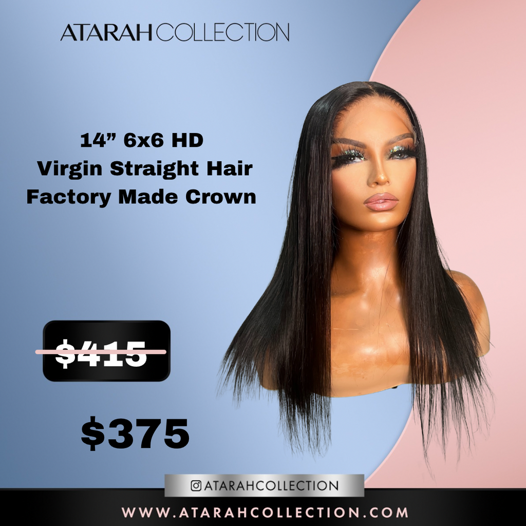 14” HD 6x6 Virgin Straight Factory Made Crown – Atarah Collection