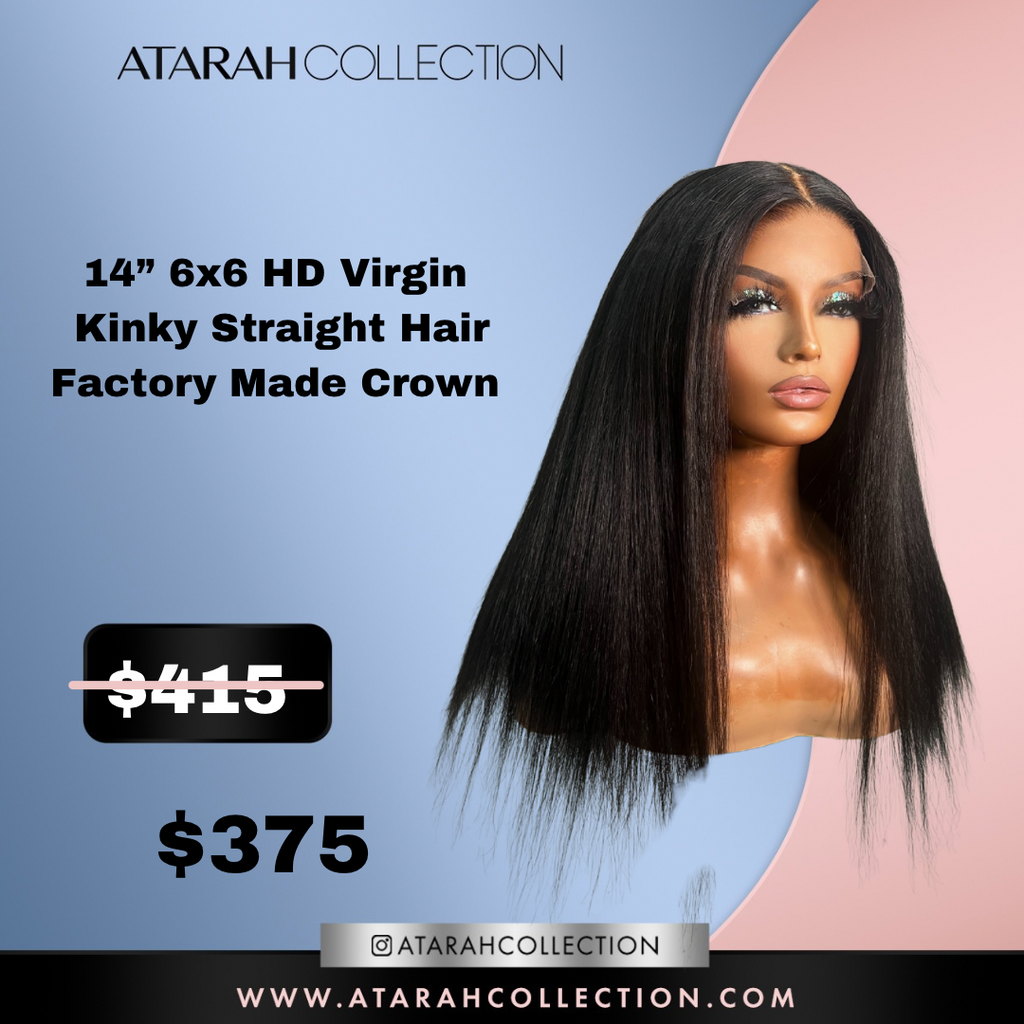 14” HD 6x6 Virgin Kinky Straight Factory Made Crown – Atarah Collection